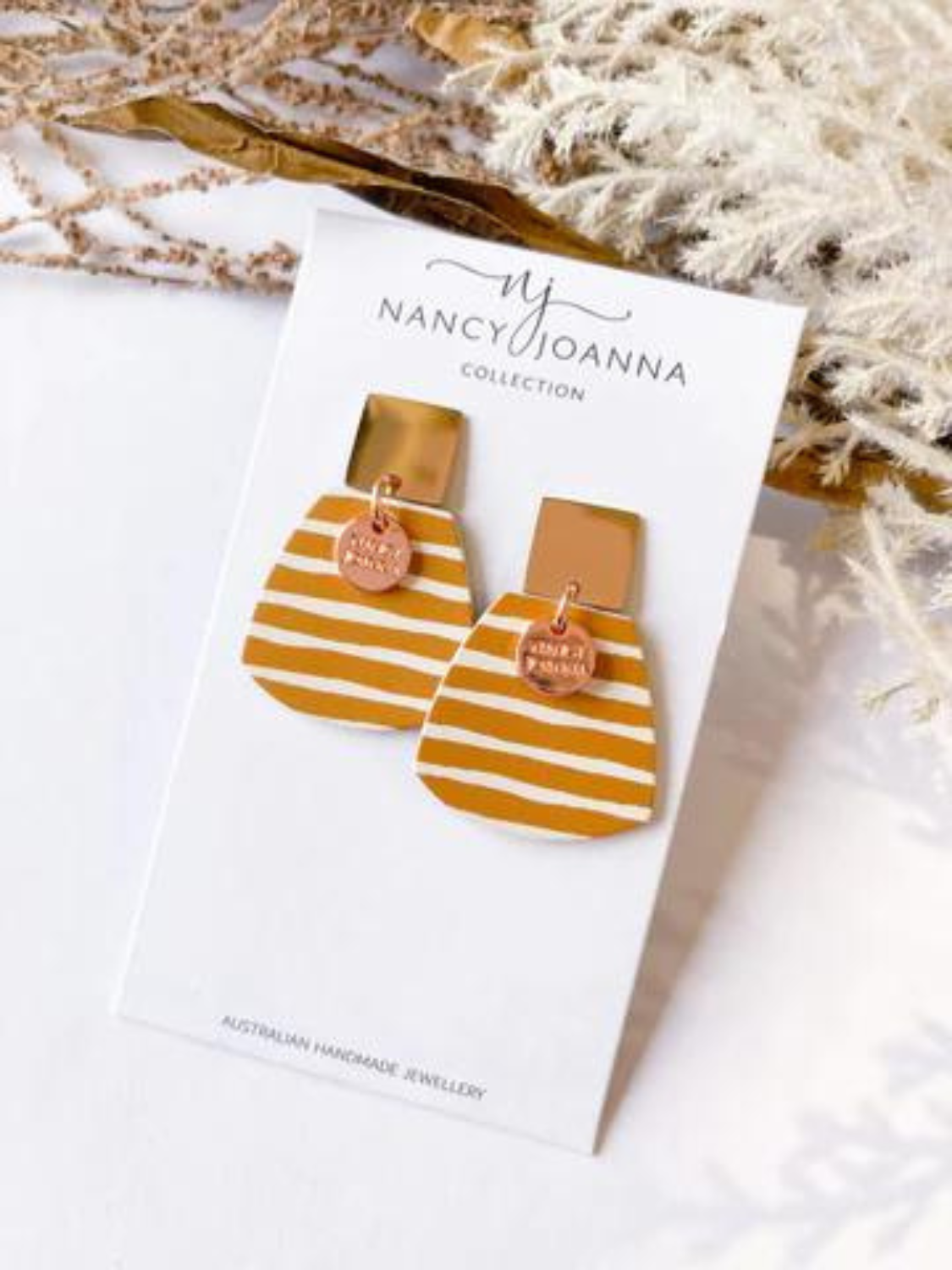 Nancy Joanna - Mustard Stripe Half Drops | Tess & Lill